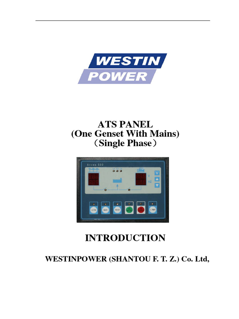 SDMO ATS PANEL (One Genset With Mains) Introduction | PDF | Mains Electricity | Power Supply