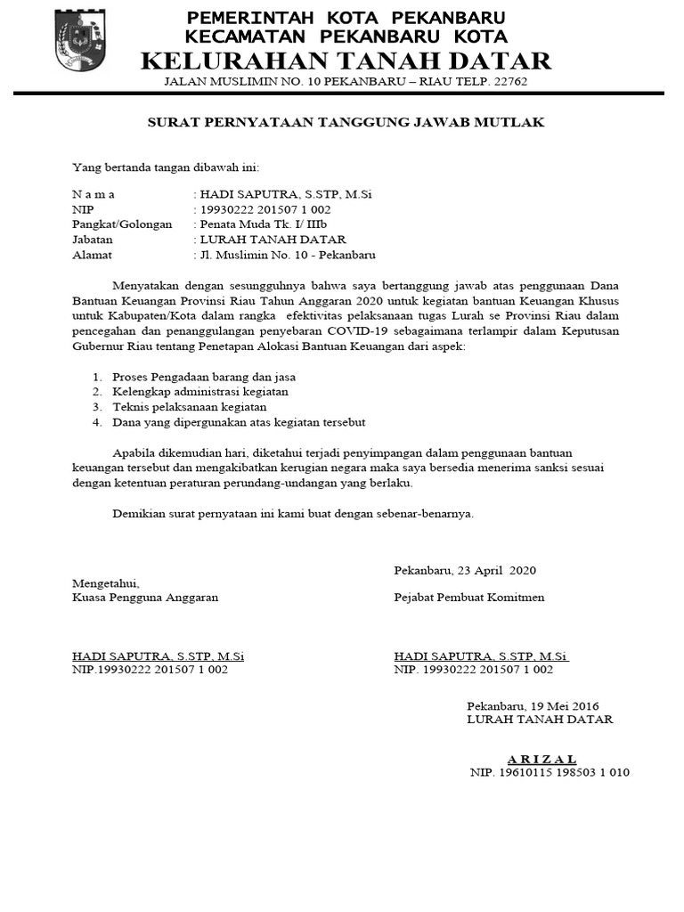 SURAT Pernyataan Multak | PDF