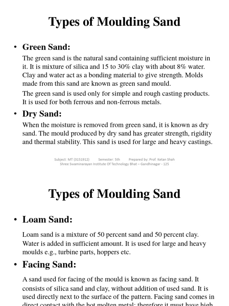 MT Unit2 l4 Moulding Sand Properties | PDF | Secondary Sector Of The ...