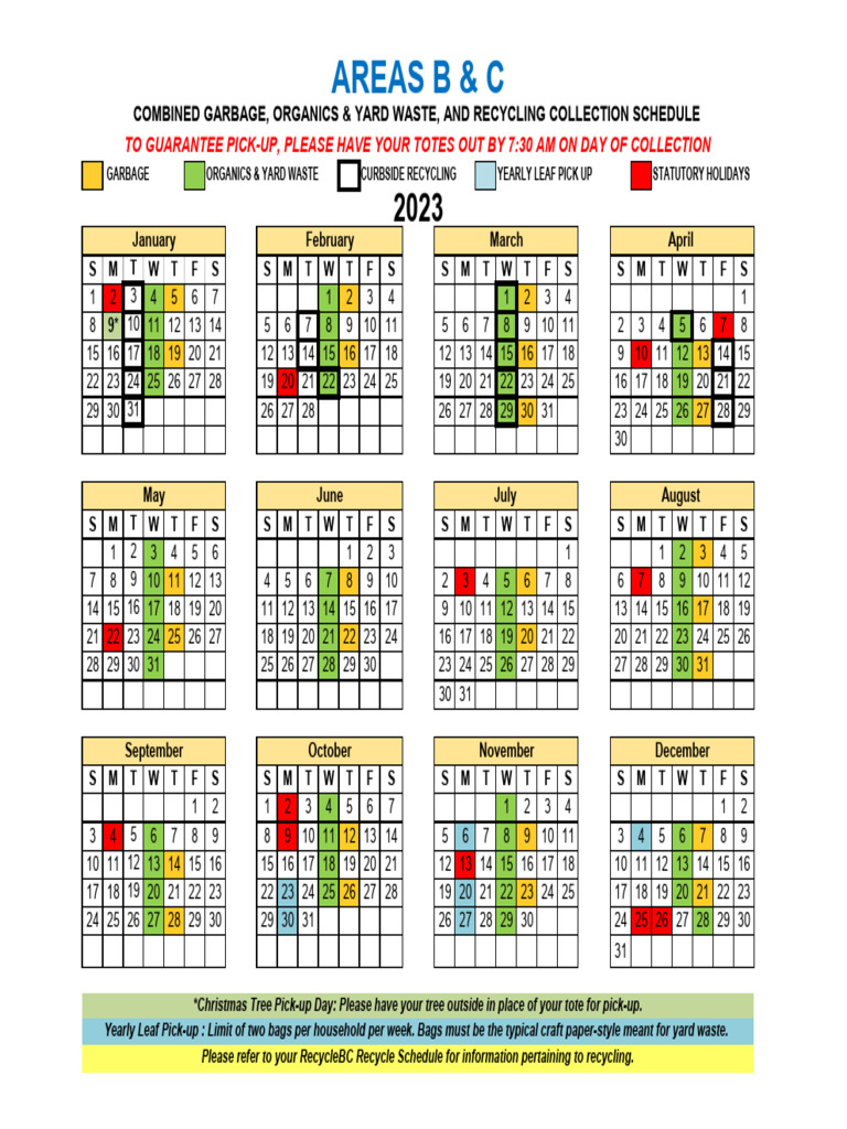 Zone 2 - Areas B&C Calendar 2023 | PDF | Waste | Recycling