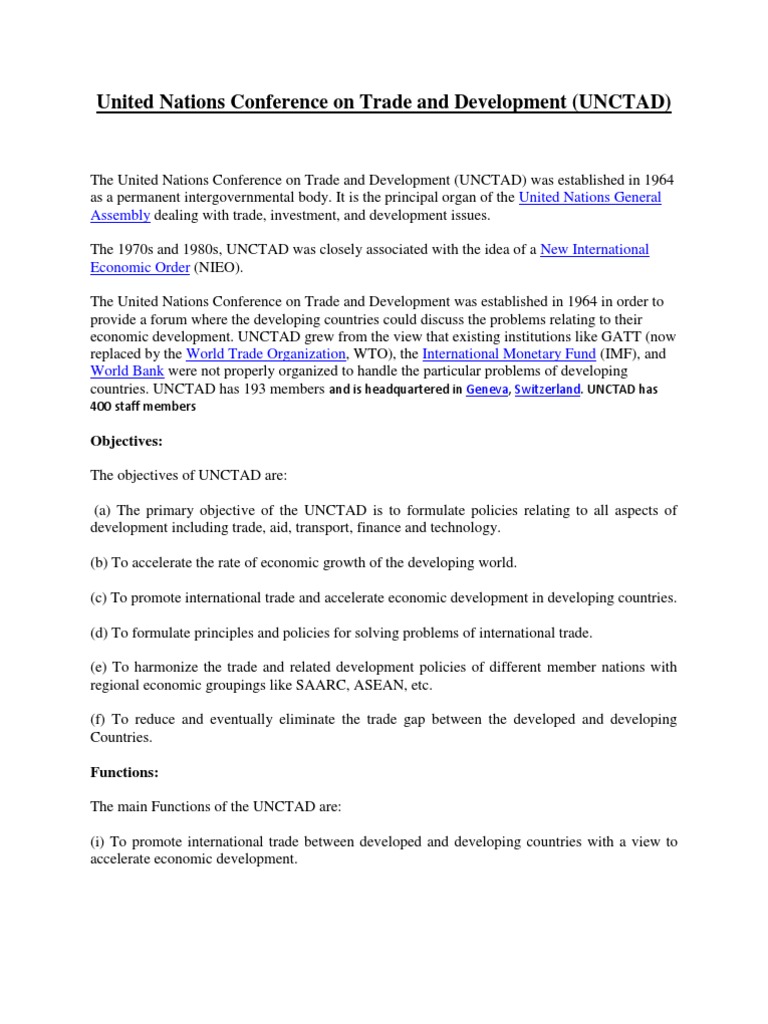UNCTAD | PDF | United Nations Conference On Trade And Development ...