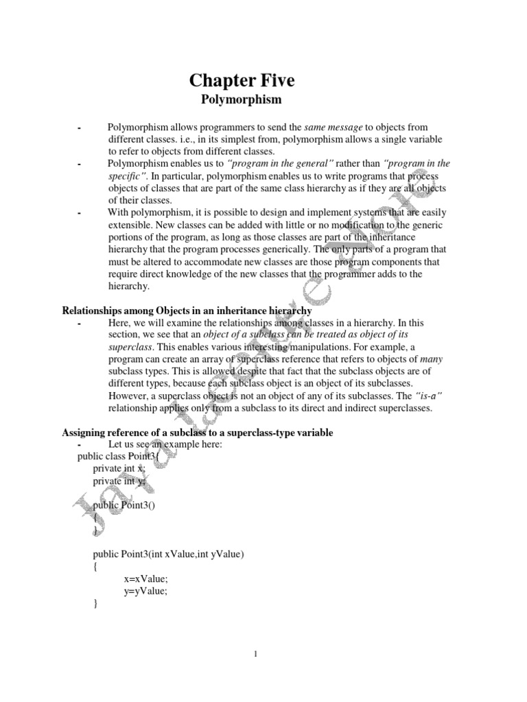 Chapter 5 Polymorphism Pdf Inheritance Object Oriented Programming Class Computer