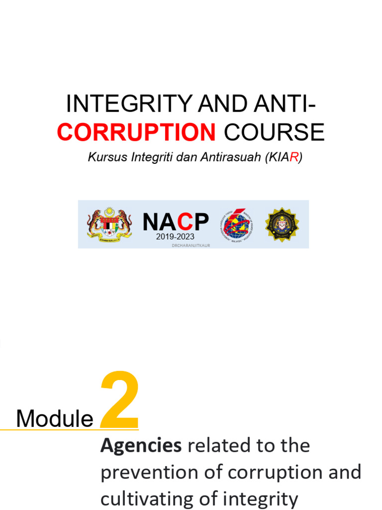 Integrity and Anti-Corruption Course Overview | PDF | Prosecutor ...