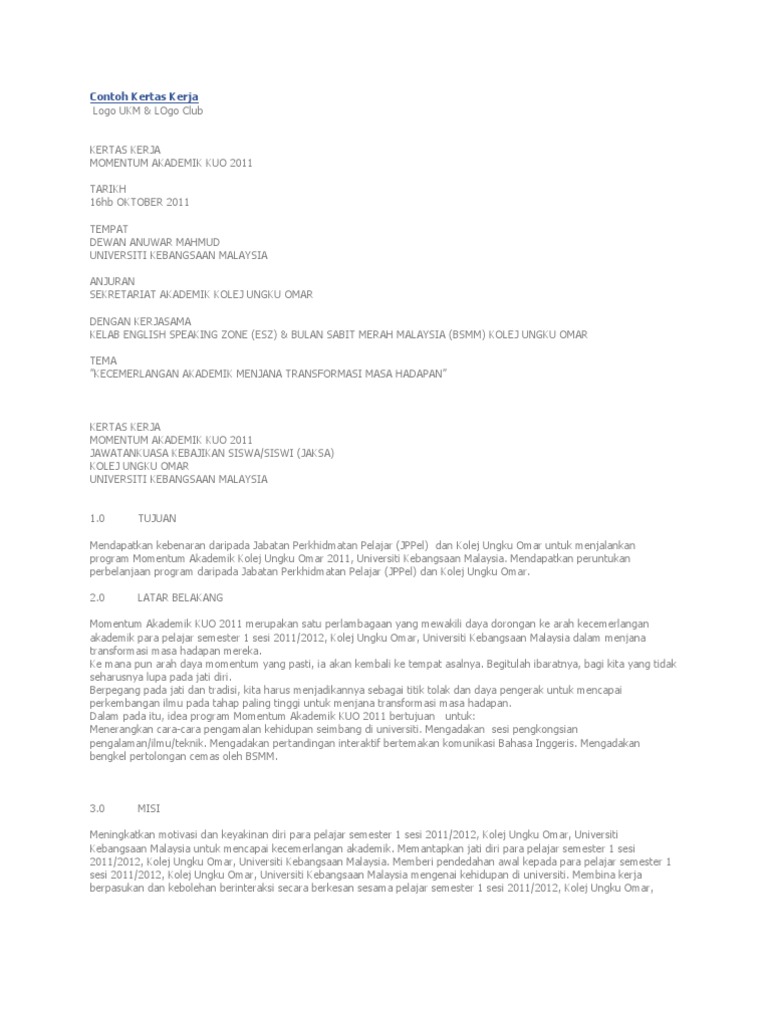 Contoh Kertas Kerja | PDF