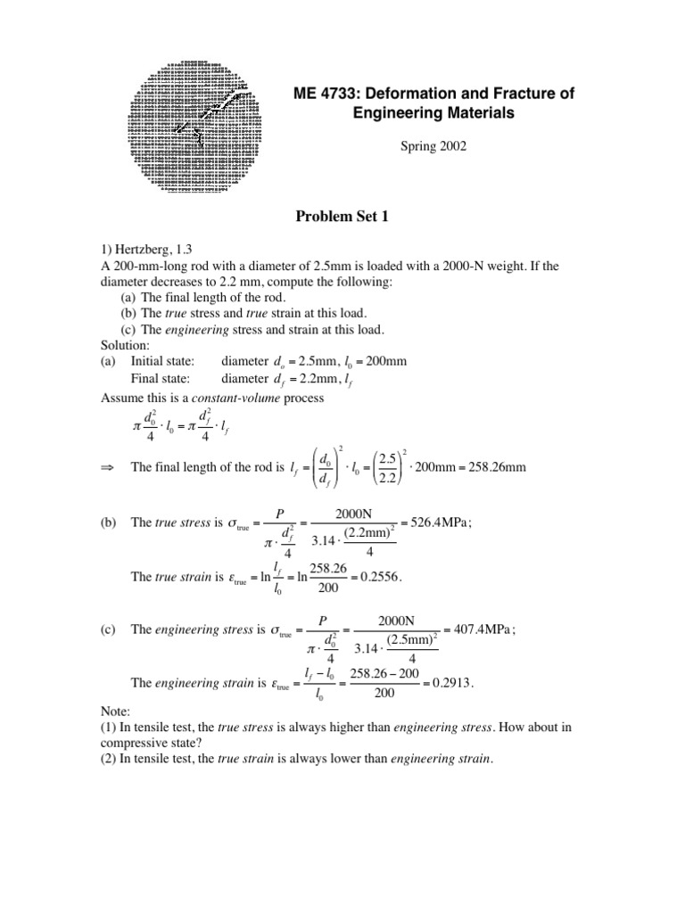 ps1 Solutions | PDF | Deformation (Engineering) | Stress (Mechanics)