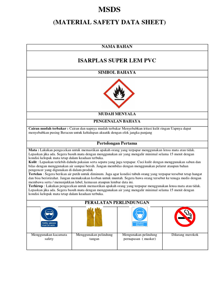 MSDS Lem PVC Isarplas | PDF