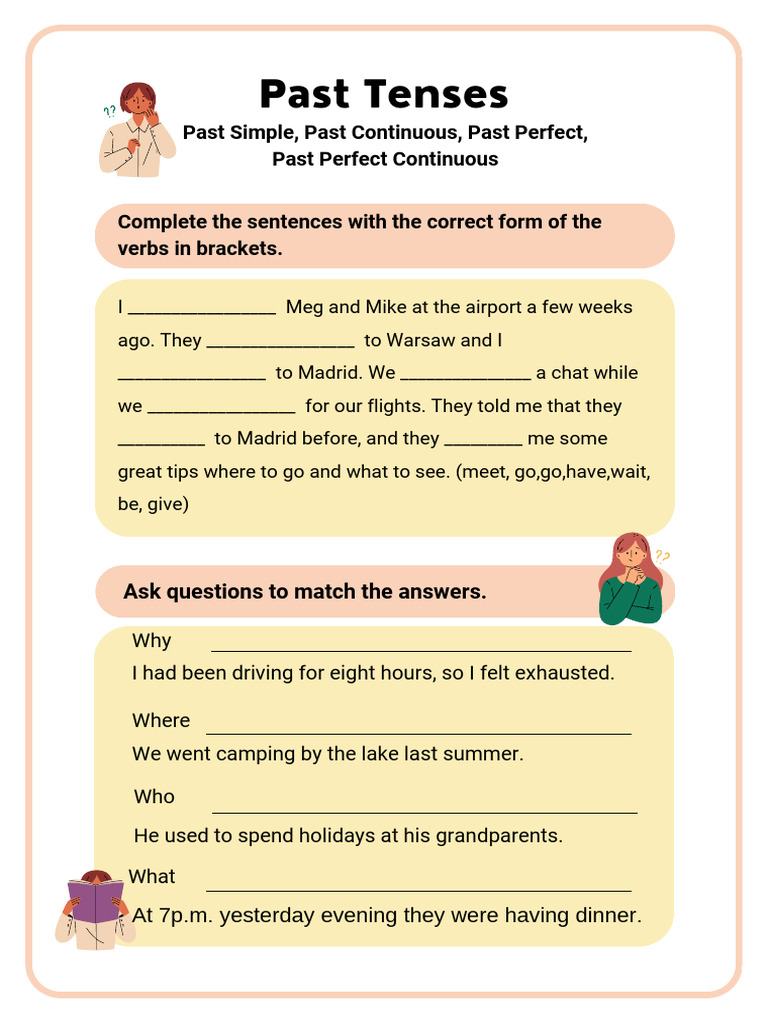 Past Simple Tense Grammar Worksheet in Blue White Basic Style | PDF ...