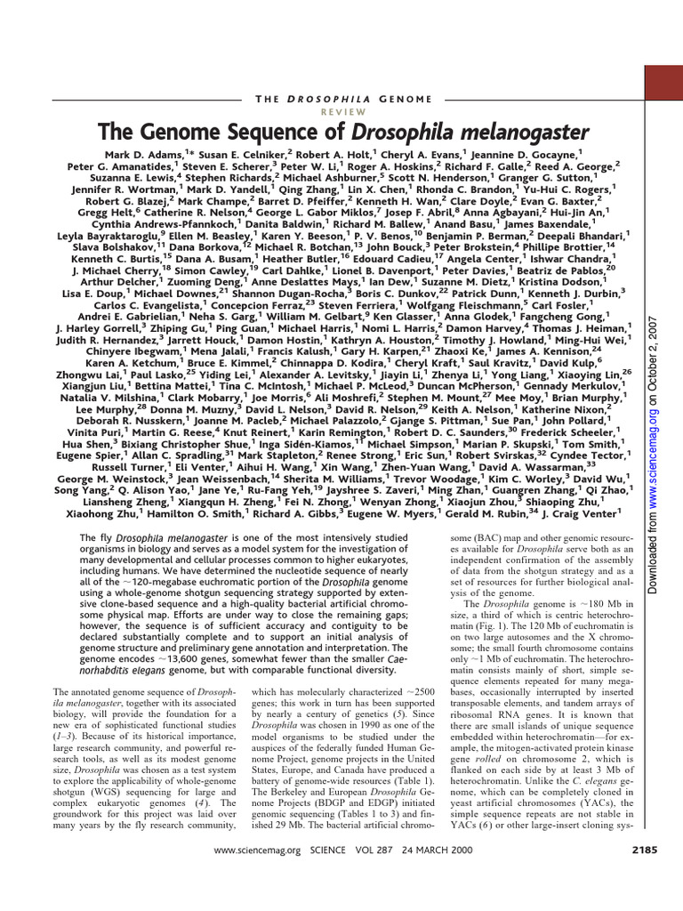 Adams Science 1999 | PDF | Gene | Whole Genome Sequencing