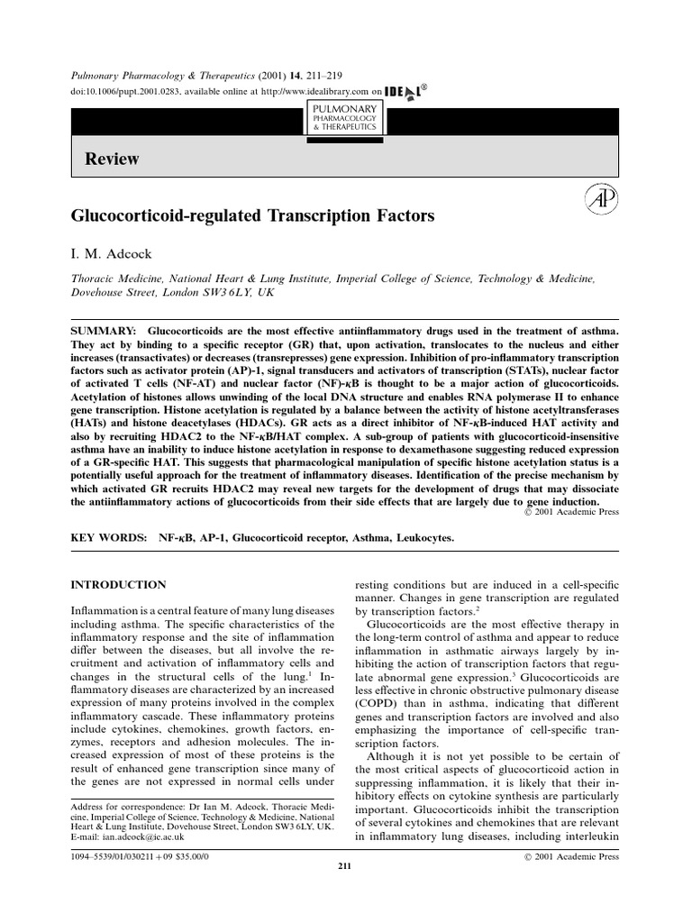 Glucocorticoids in Asthma Therapy | PDF | Glucocorticoid | Nf κb