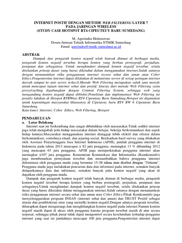 Internet Positif Dengan Metode Web Filte 21437069 | PDF | Komputer