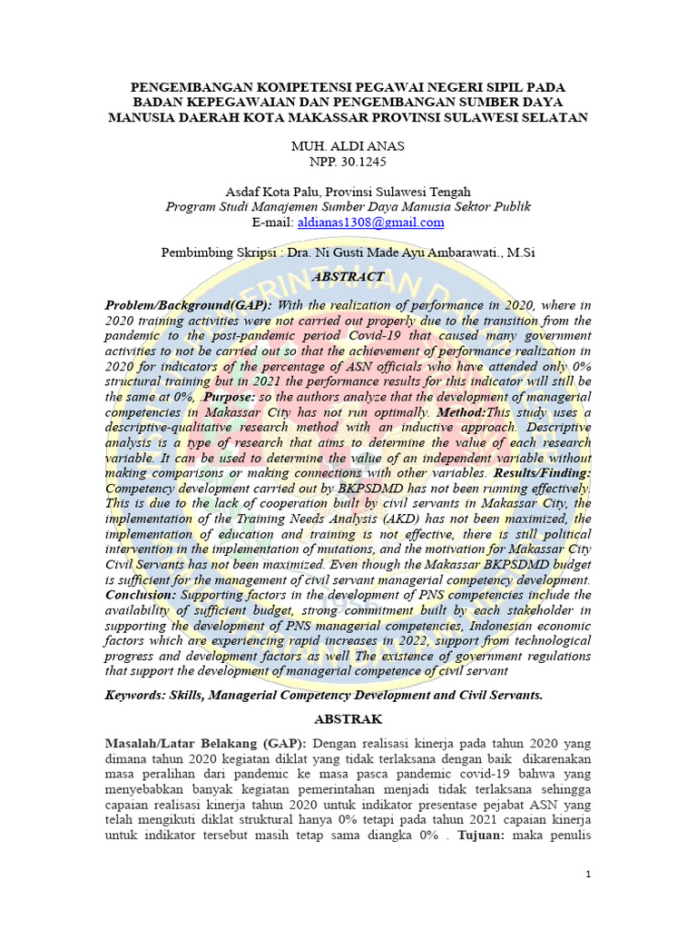 Ringkasan Hasil Skripsi - Muh. Aldi Anas - 30.1245 | PDF | Business