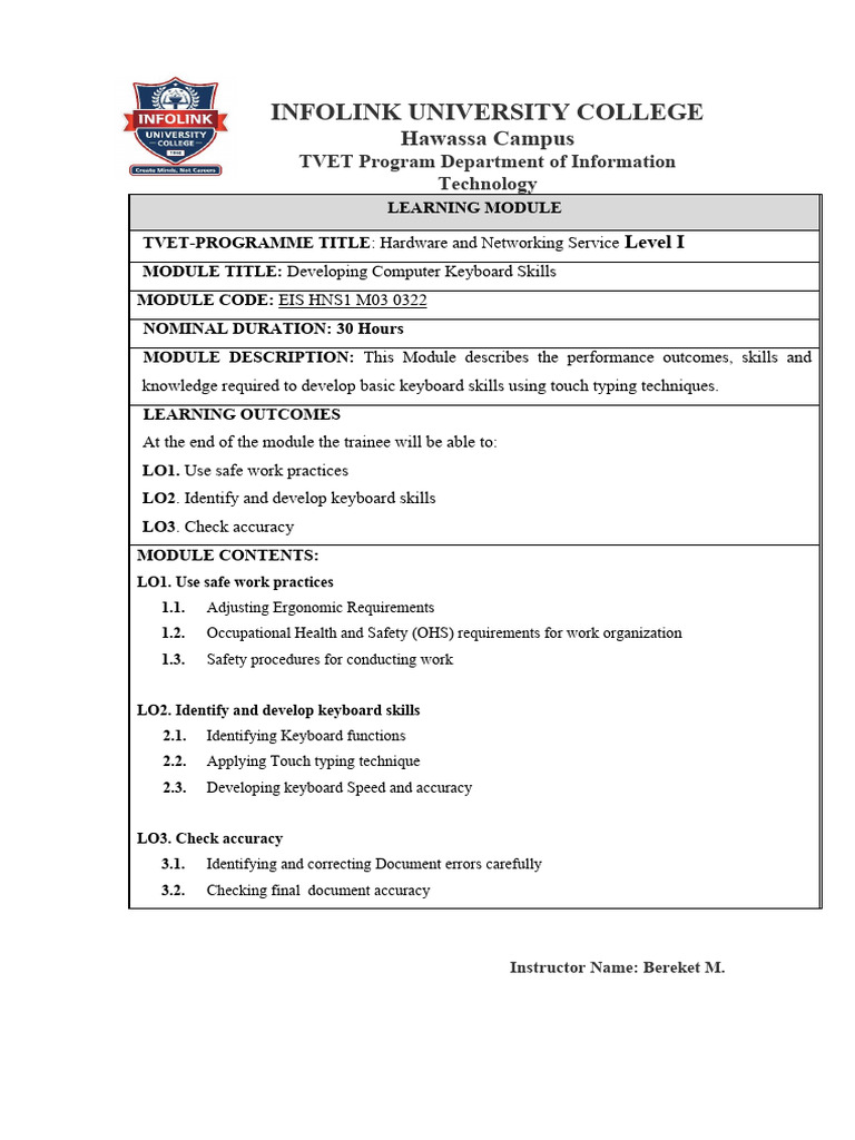 Keyboard Skills for IT Trainees | PDF | Computers