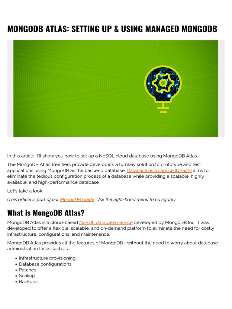Mongodb Atlas Setting Up Using Managed Mongodb | PDF | Mongo Db ... Mongodb Atlas Setting Up Using Managed Mongodb | PDF | Mongo Db ...