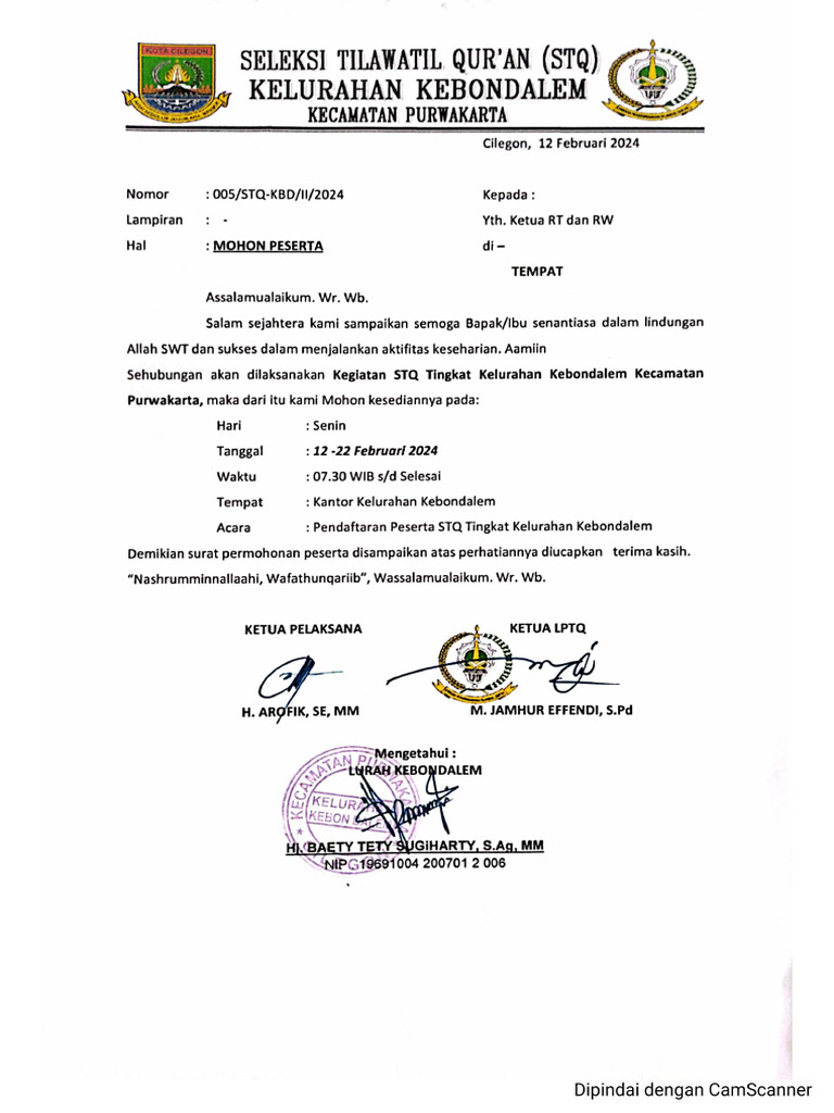 Pemberitahuan STQ | PDF