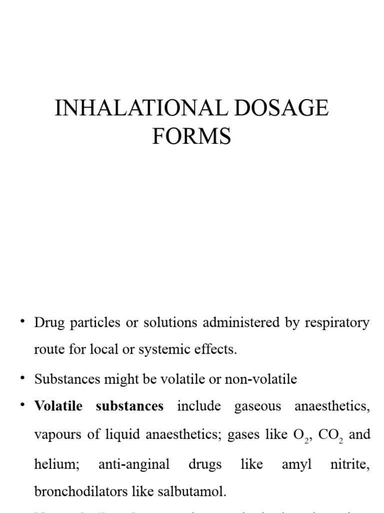 Inhalational Dosage Forms Overview | PDF | Respiration | Pharmacy