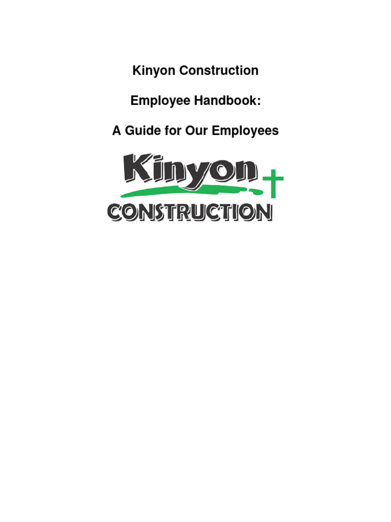 Kinyon Construction Employee Handbook: A Guide For Our Employees | PDF ...