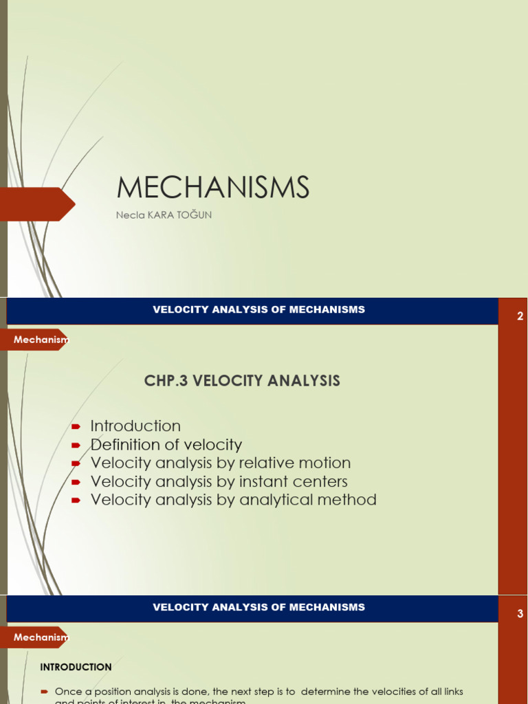 4 Mechanisms Velocity Analysis | Download Free PDF | Euclidean Vector ...