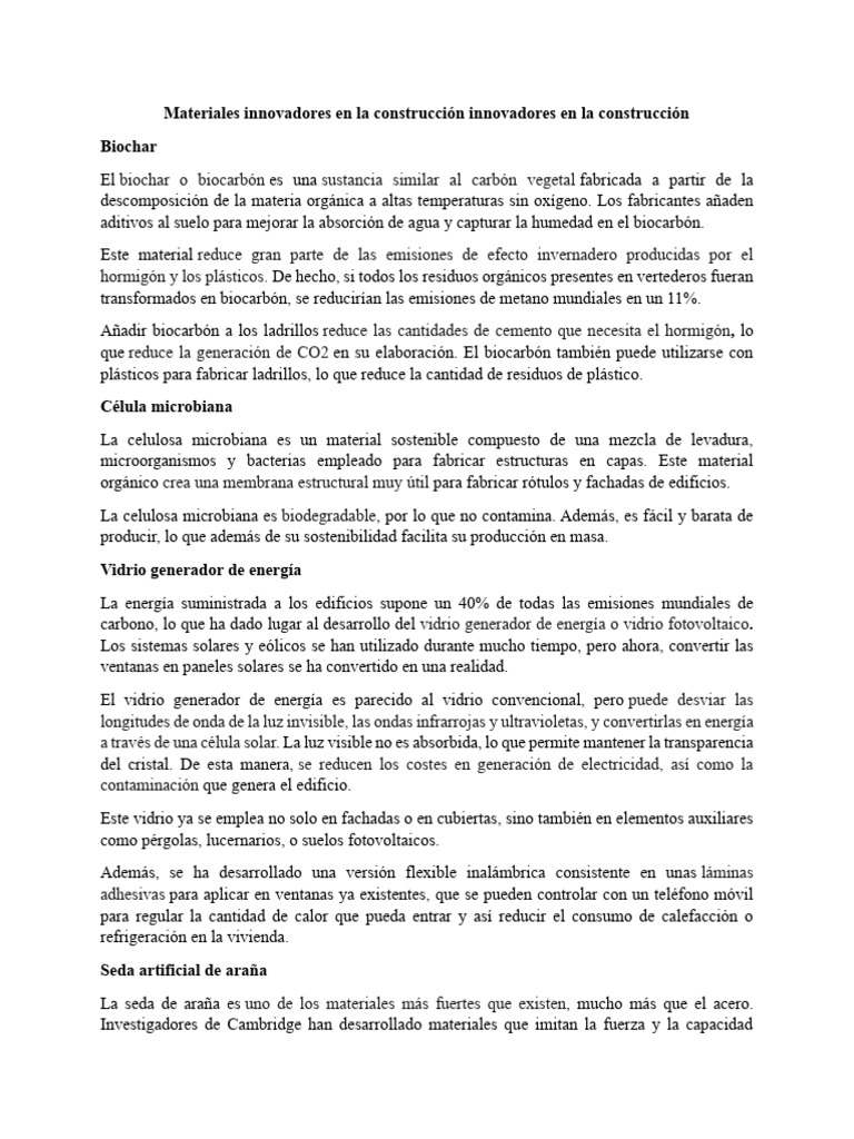 Materiales innovadores en la construcción | PDF | Hormigón | Lentes