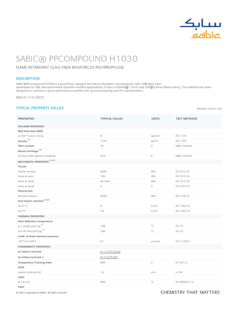 SABIC® PPcompound - H1030 - Global - Technical - Data - Sheet | PDF ...
