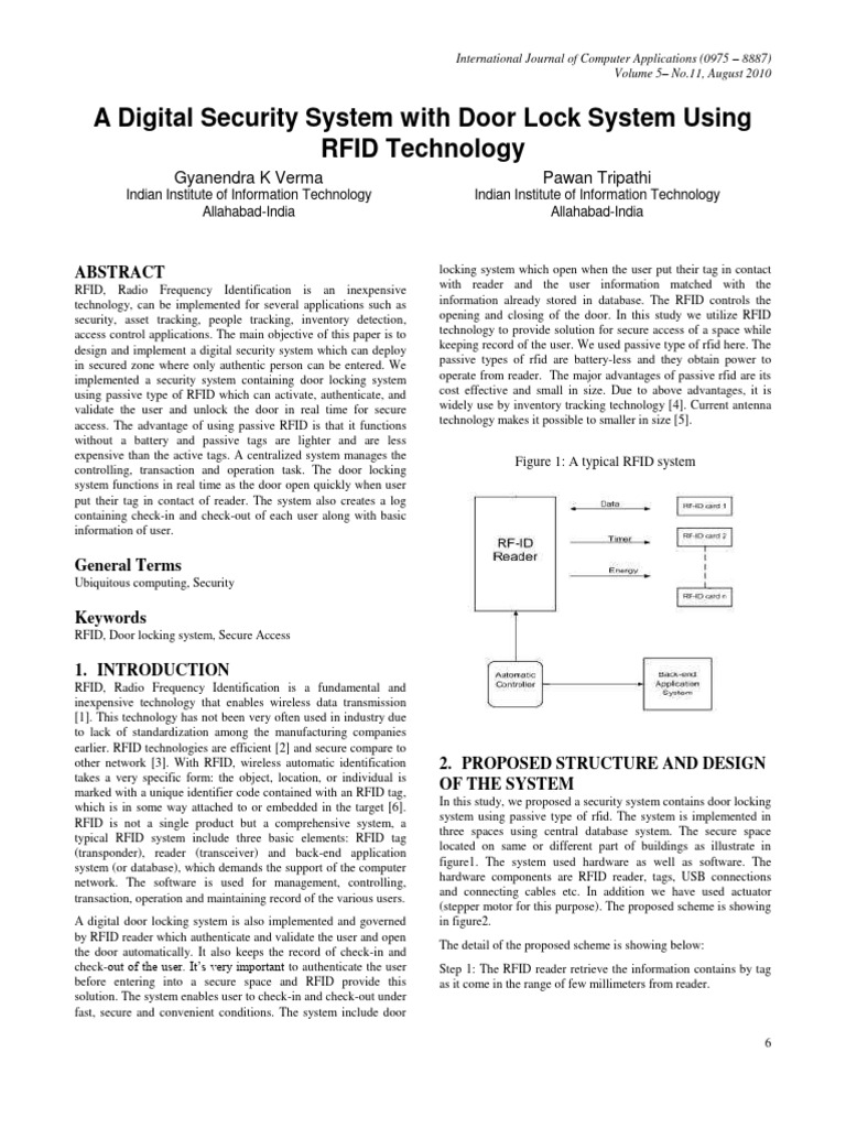 A Digital Security System With Door Lock | PDF | Radio Frequency Identification | Databases