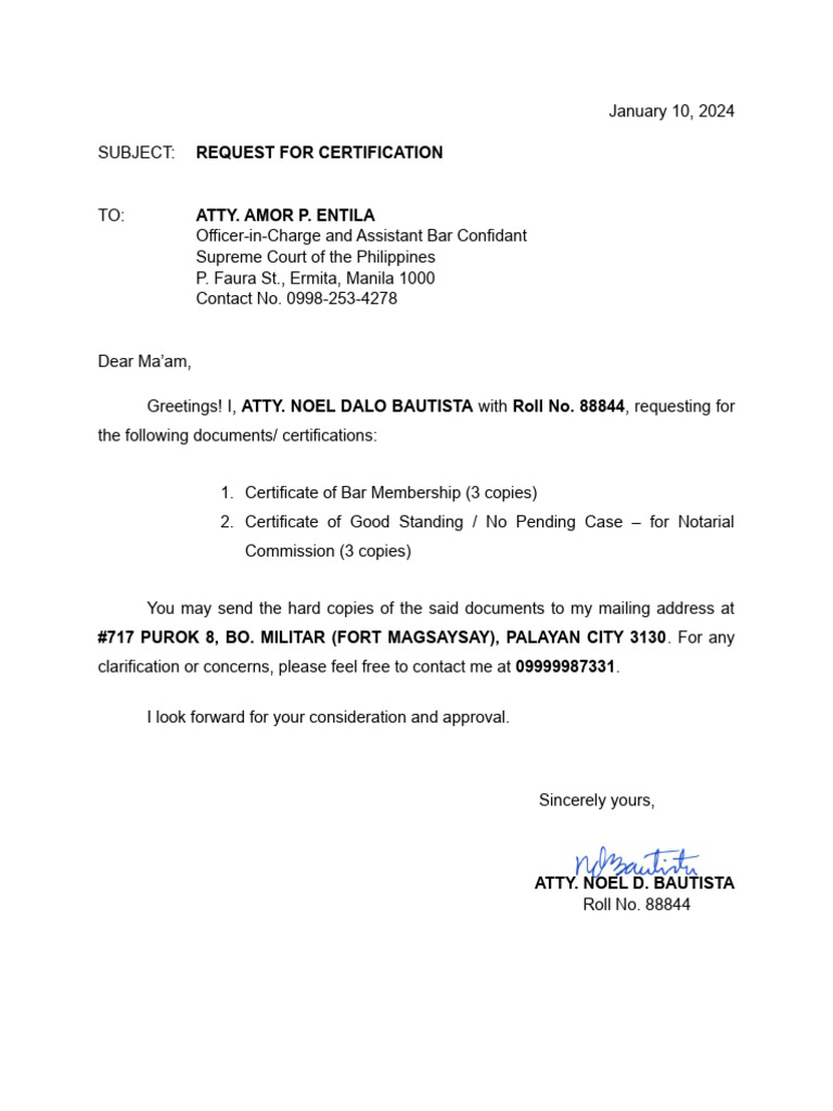 Letter Request OCA | PDF