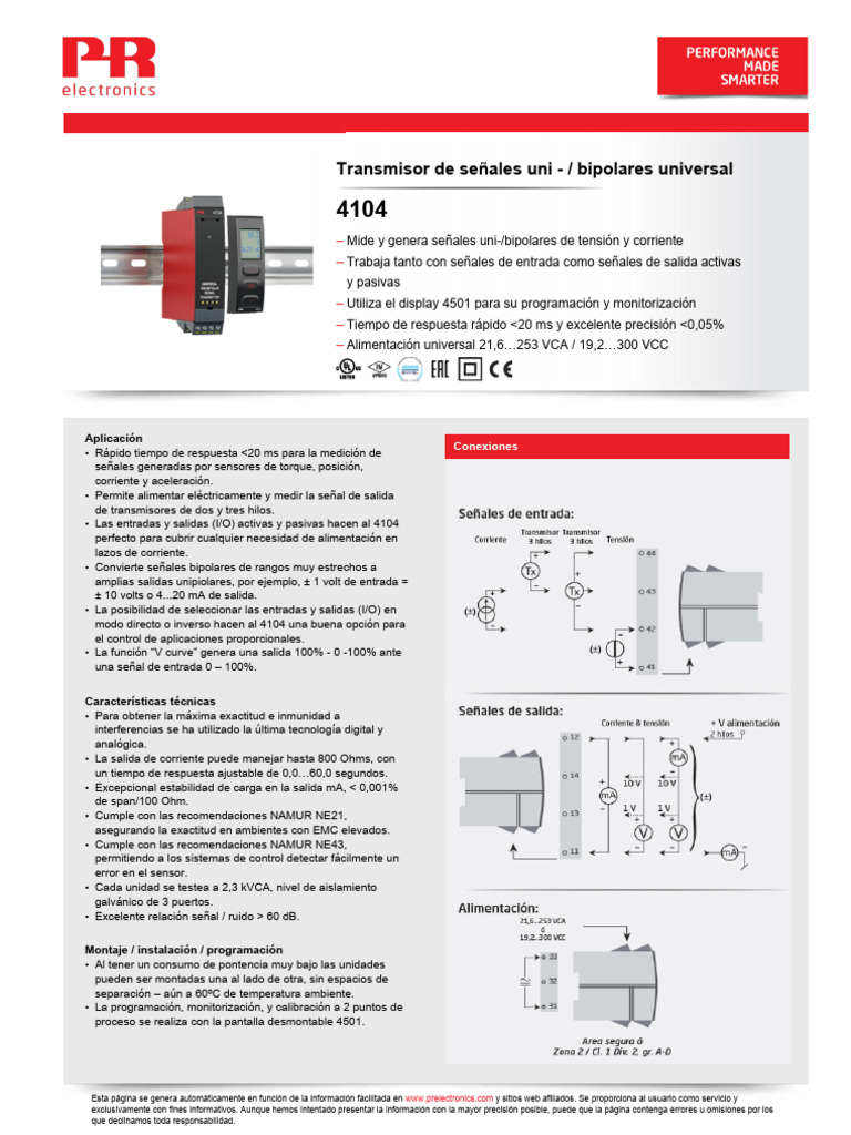 Transmisor de señales PR 4104 | PDF | Electrónica | Cantidades fisicas