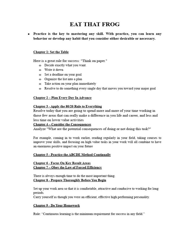 Essence of Eat That Frog | PDF | Disciplines | Psychological Concepts