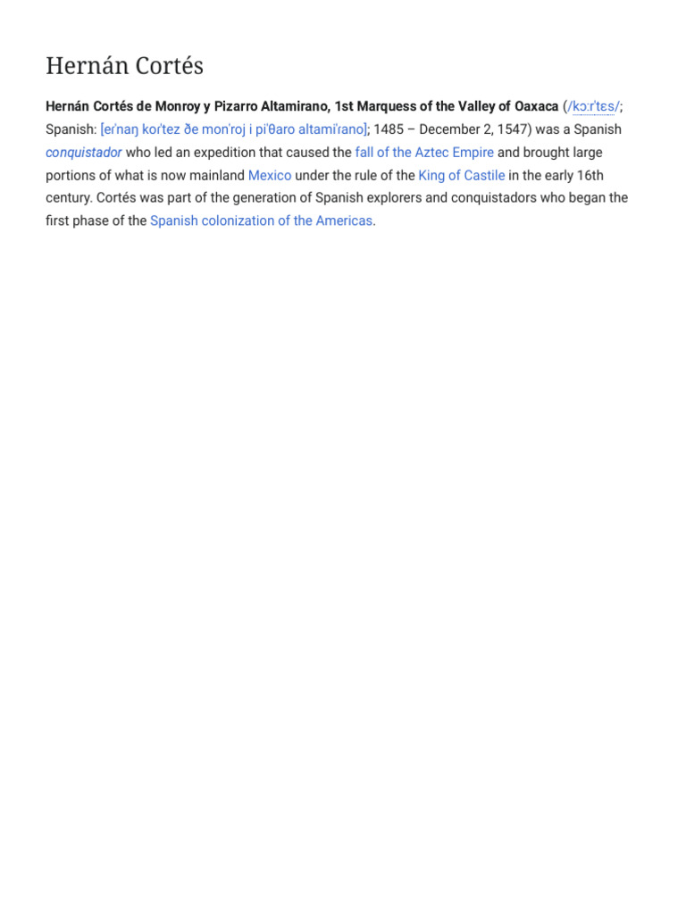 Hernán Cortés: Conquistador of the Aztecs | PDF