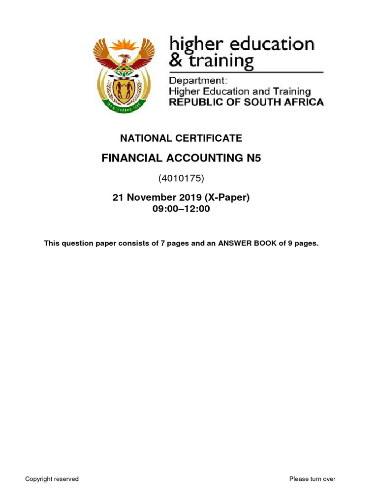 N5 Financial Accounting November 2019 | PDF | Interest | Stocks
