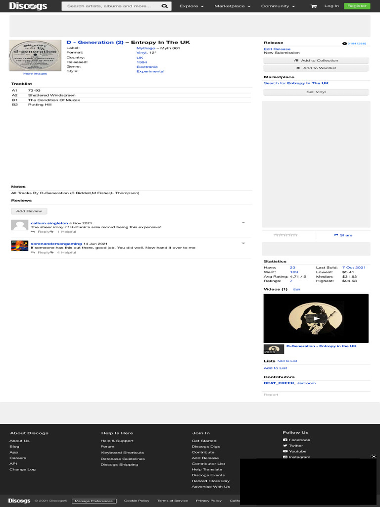 D - Generation - Entropy in The UK (1994, Vinyl) - Discogs | PDF | Web 2.0 | Internet