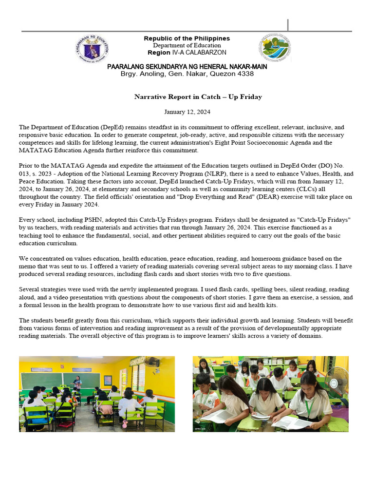 Narrative Report | PDF | Infographics | Chart