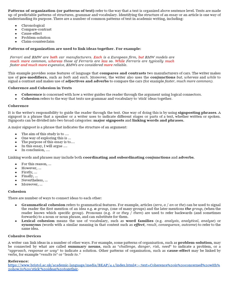 Pattern of Organization | PDF | Word | Noun