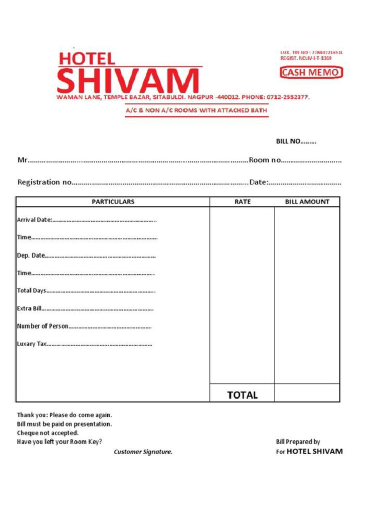 Hotel Bill - PDF | PDF