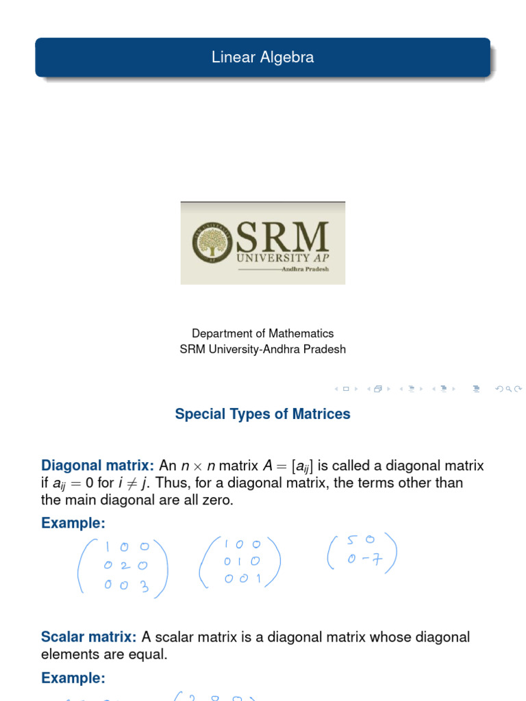 Slides For Linear Algebra (Lec 2) | PDF | Matrix (Mathematics) | Mathematical Analysis