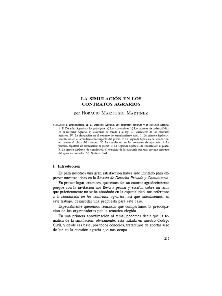 Simulac Cont Agrario | PDF | Derecho