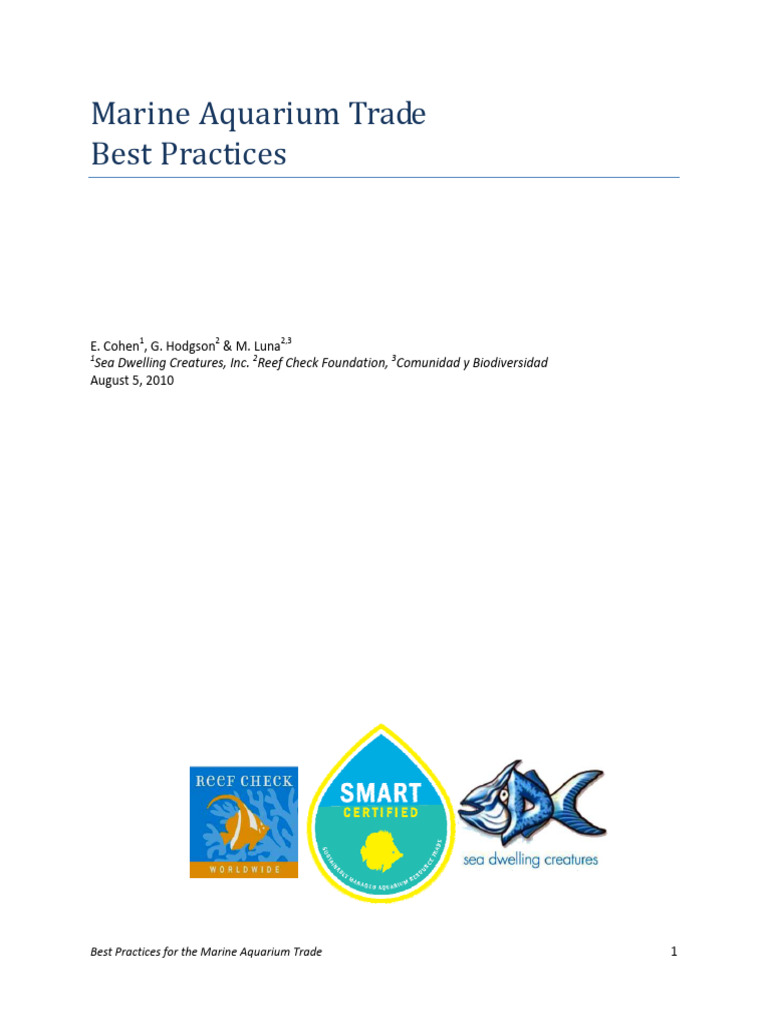 Marine Aquarium Trade Best Practices 2010 | PDF