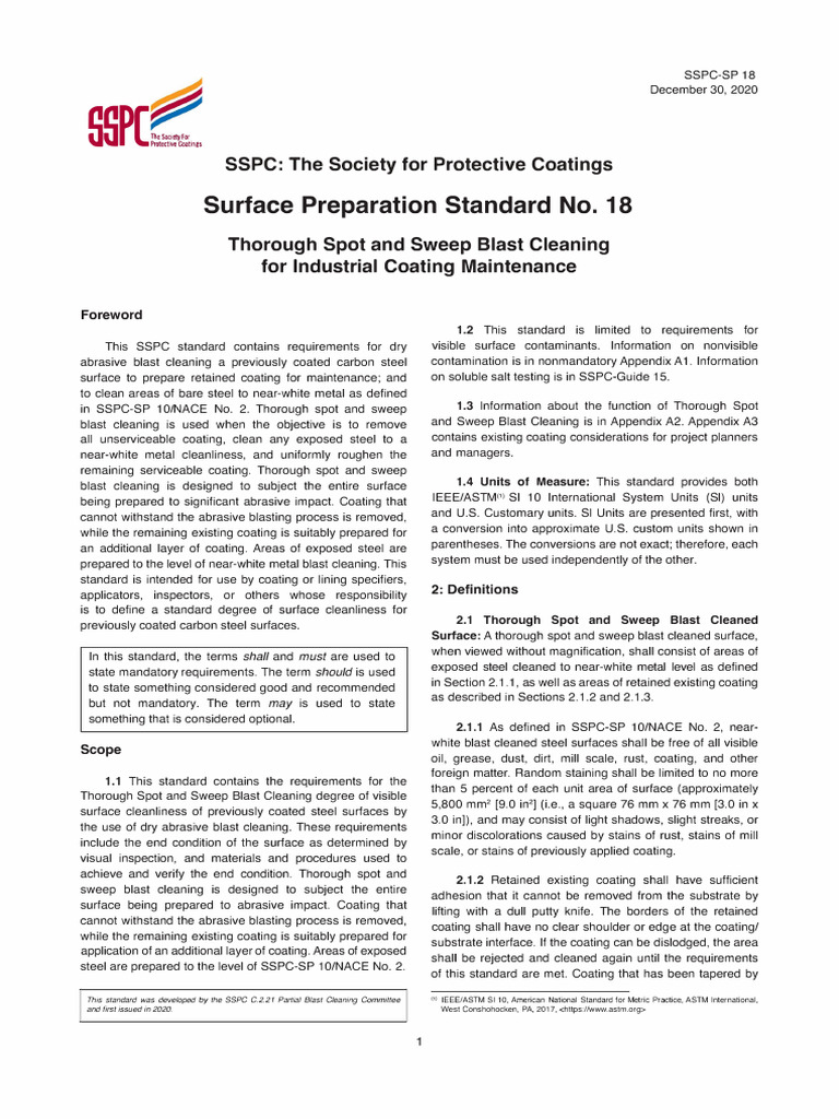 SSPC-SP 18-2020 | PDF | Abrasive | Corrosion