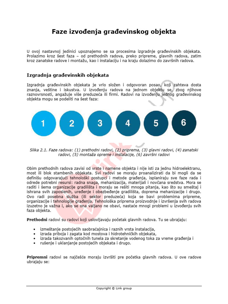 Faze Izvođenja Građevinskog Objekta | PDF