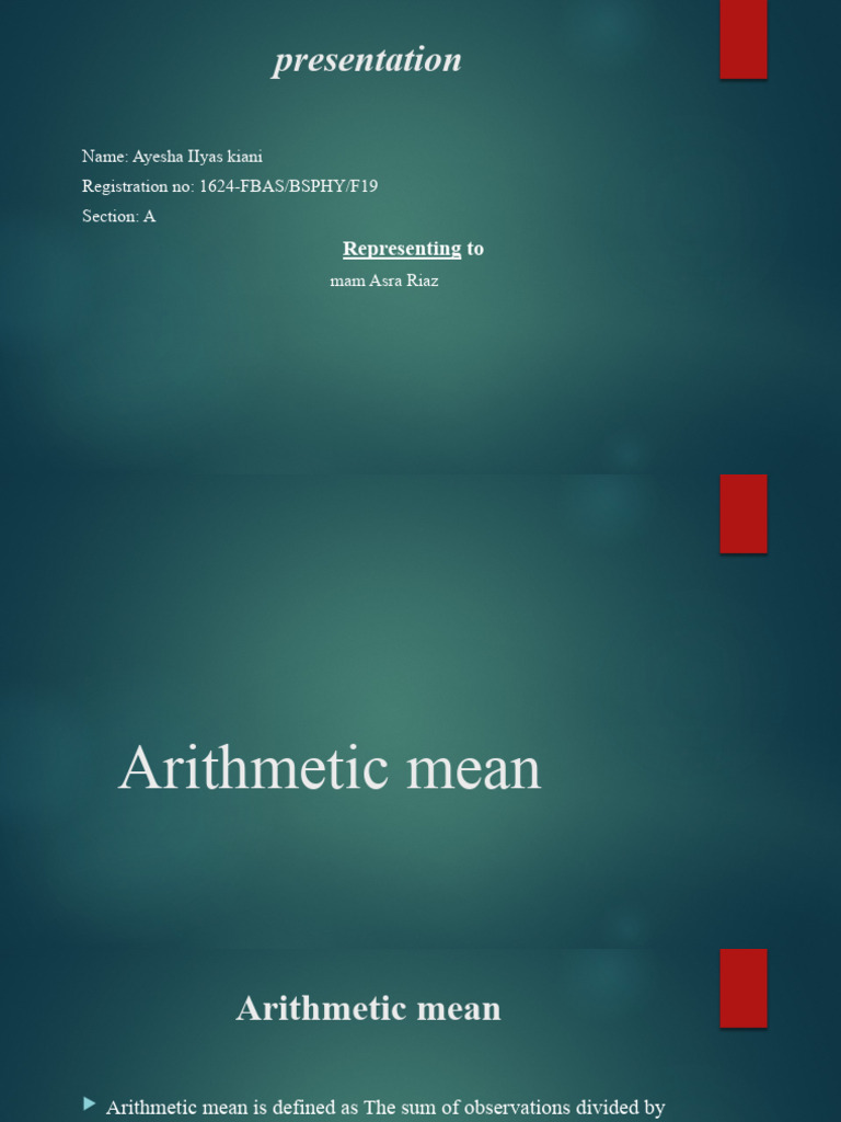 Arithmatic Mean Pdf Mean Arithmetic Mean