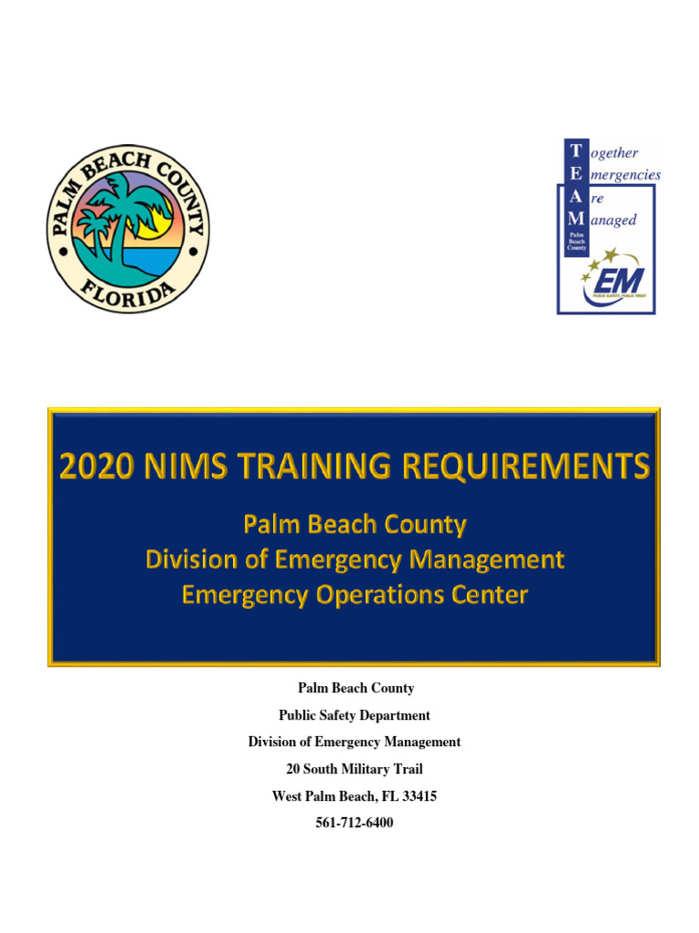 2020 PBC DEM NIMS Training Matrix | PDF | Incident Command System | National Response Framework