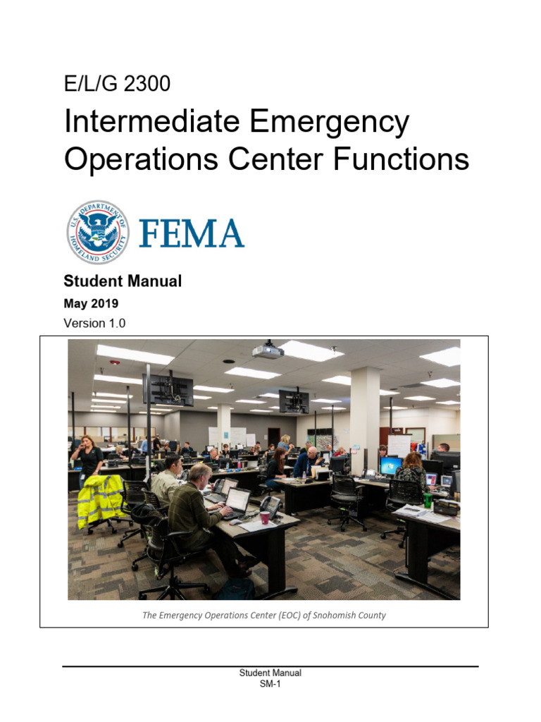 G 2300 Intermediate Emergency Operations Center Functions Student Manual | PDF | Incident ...