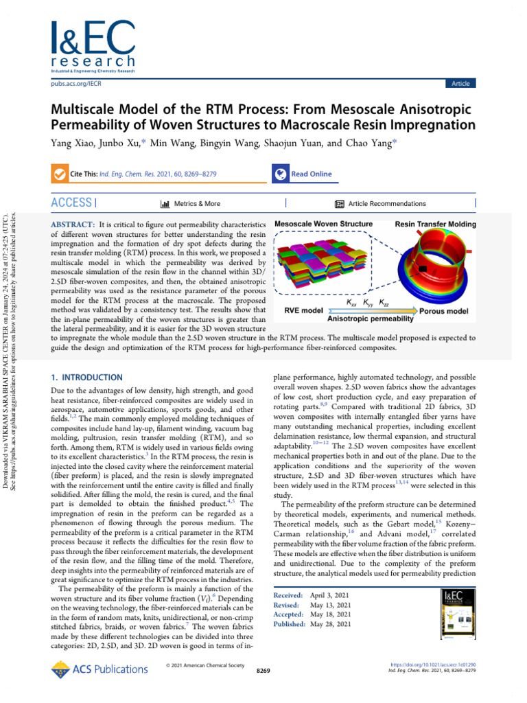 Multiscale Model of The RTM Process From Mesoscale Anisotropic Permeability of Woven Structures ...