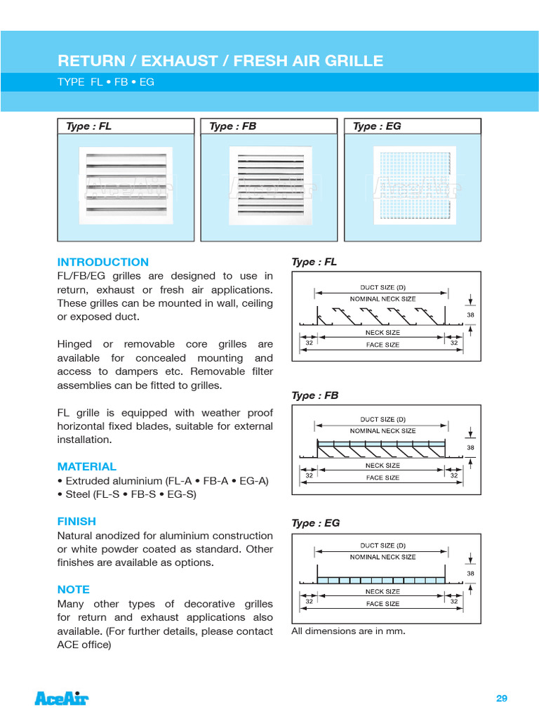 Air Grilles for Return and Exhaust Systems | PDF | Duct (Flow ...