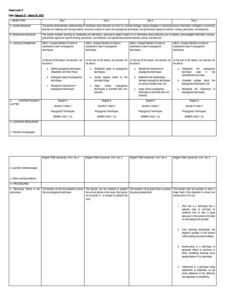 Propaganda Technique - Week 2 | PDF | Propaganda | Learning