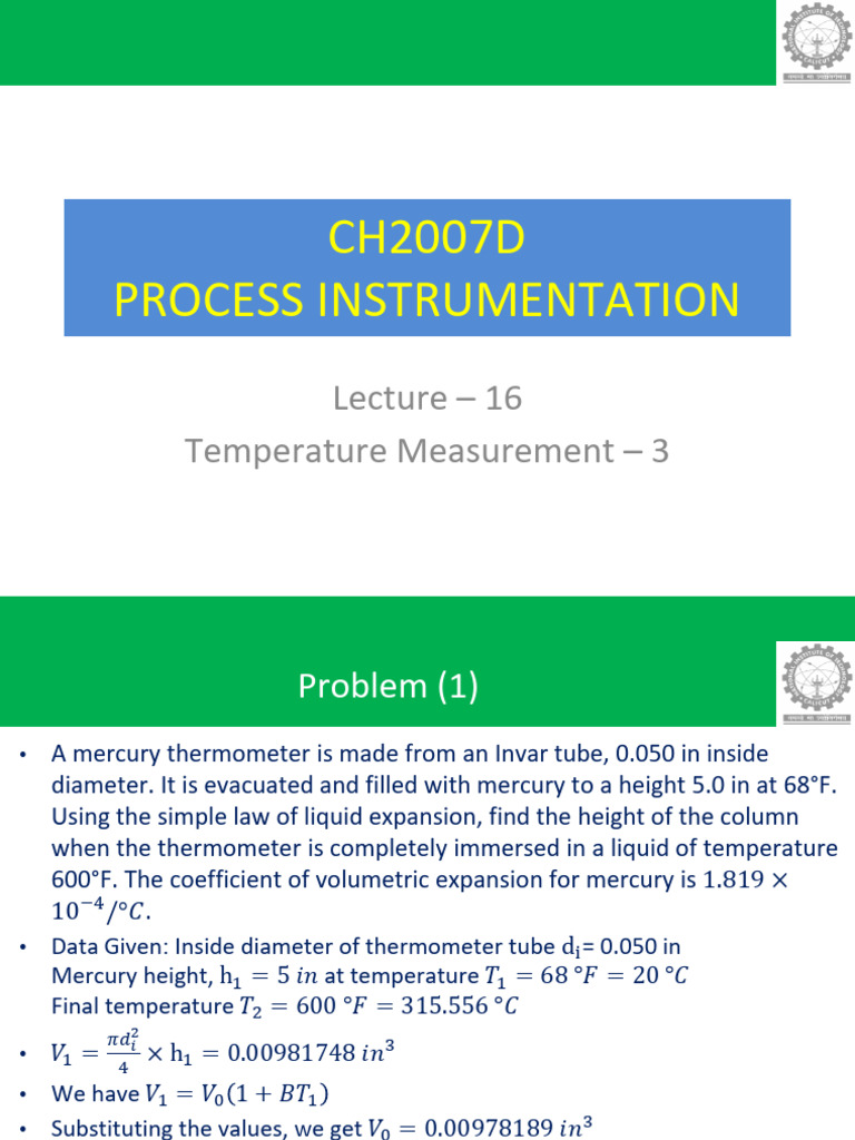 PI Lecture 16 | PDF | Thermal Expansion | Thermometer