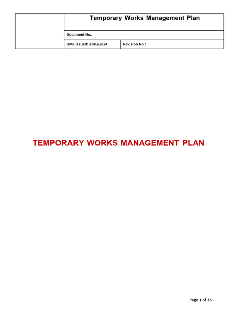 Temporary Works Management Plan OHCC | PDF | Technology & Engineering