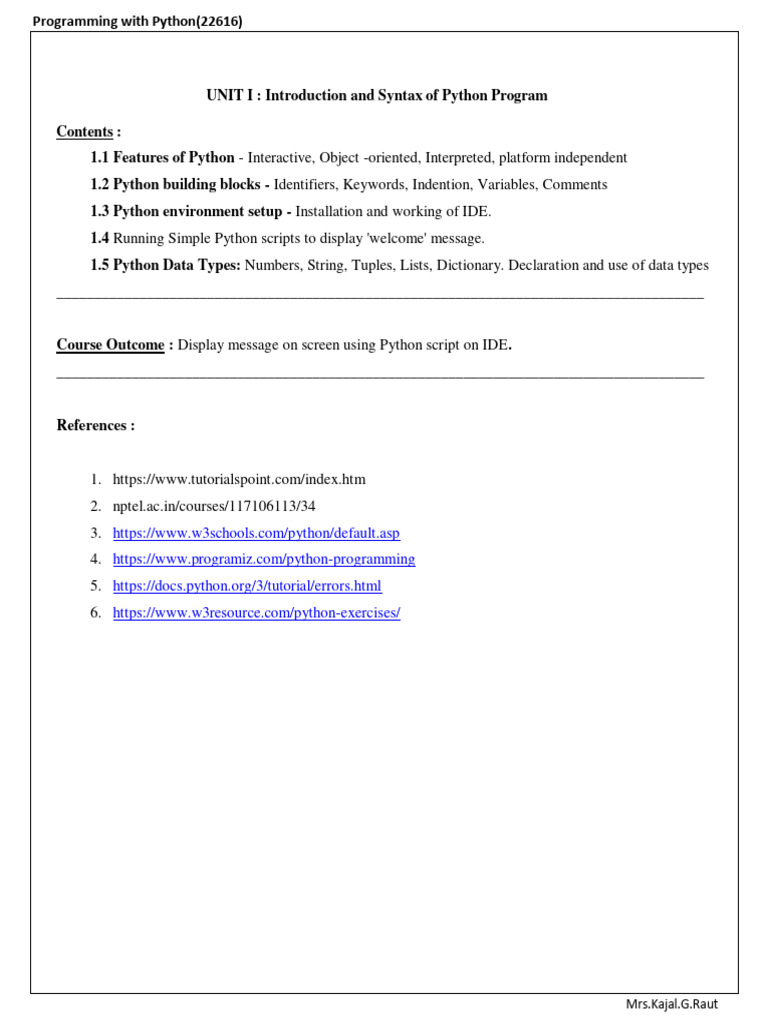 Pwp Unit 1 Pdf 