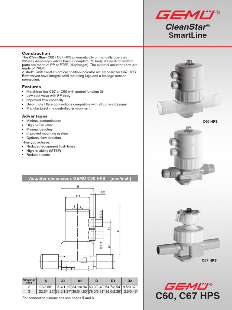 Valvulas Gemu DB C60 67HPS GB | PDF | Pipe (Fluid Conveyance) | Valve