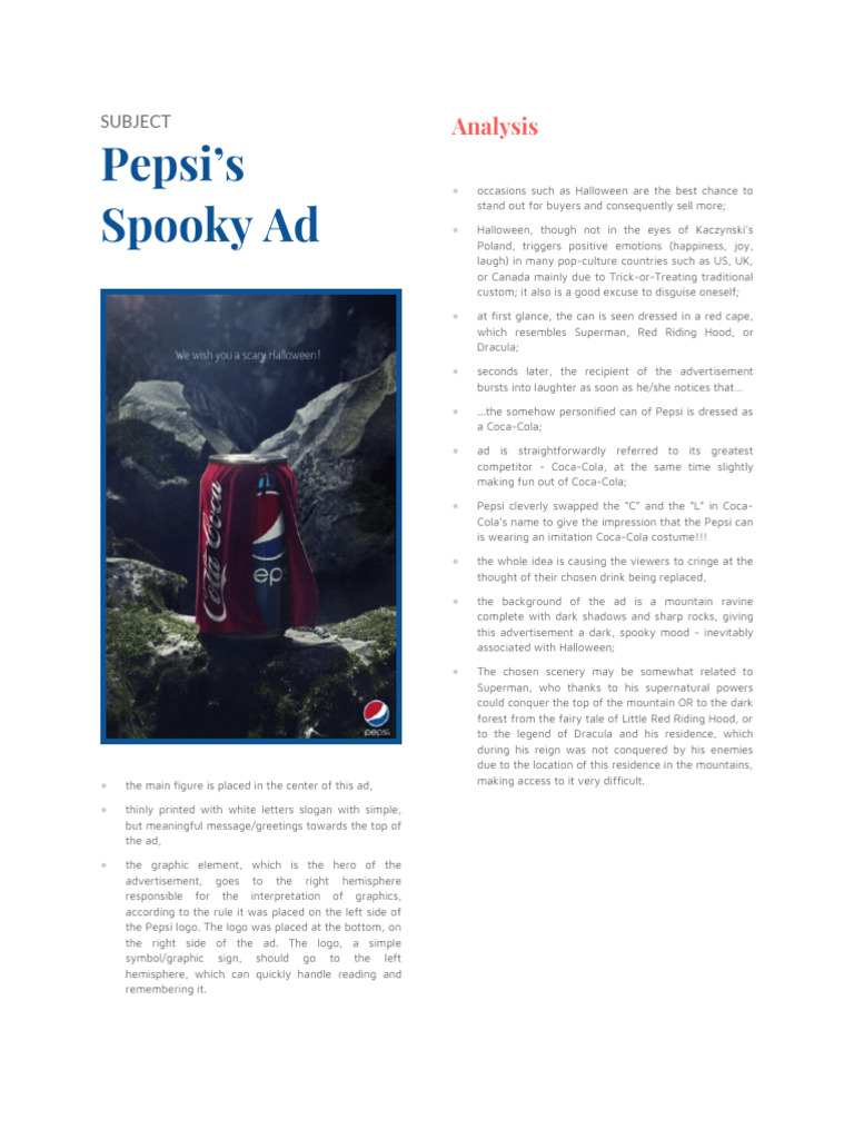 Pepsi's Spooky Halloween Ad Analysis | PDF | Coca Cola | Halloween