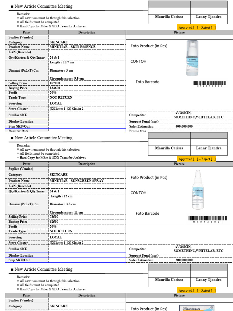 Form Pengajuan New Item Contoh | PDF | Marketing | Business